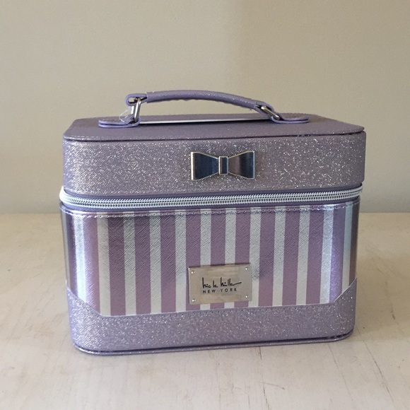 Nicole Miller | Bags | Purple And Silver Makeup Case | Poshmark